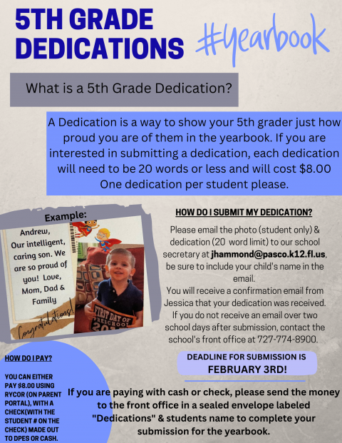 5th Grade Yearbook Dedications | Deer Park Elementary School